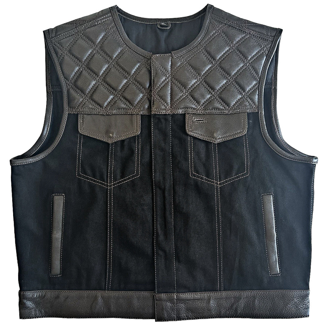 The Cowboy' Twill & Leather Diamond Stitched Vest | Legacy of Legends ...