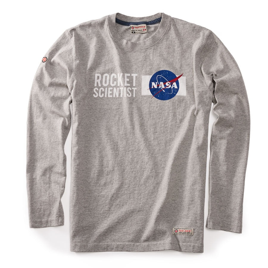 NASA Rocket Scientist Shirt | Men's Gray Long Sleeve Shirt – Legendary USA