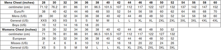 Sizing Chart – Legendary USA