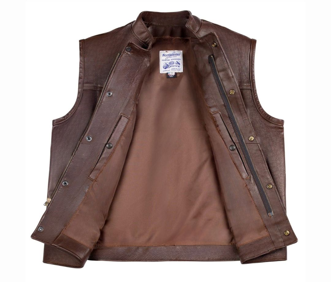 Beck® Mens 566 Brown Horsehide Leather Motorcycle Vest – Legendary USA