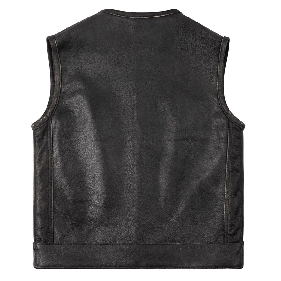 'Neckless Outlaw' Men's Aged Leather Motorcycle Vest | Legendary USA