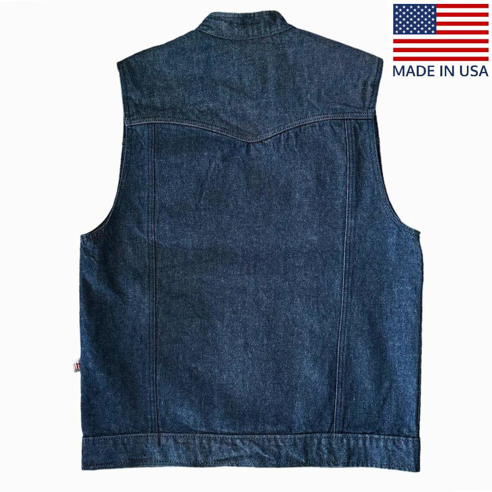 'Ole Blue' Men's Blue Denim Motorcycle Vest | Legendary USA