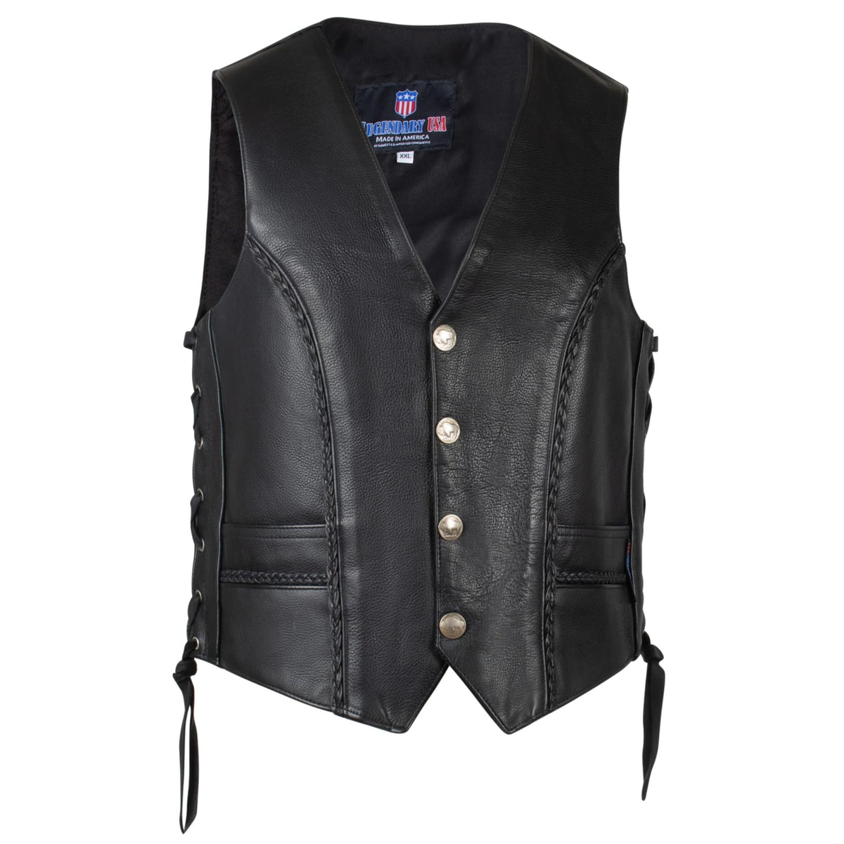 Braided Leather Vest with Gun Pockets | Concealed Carry Men's Vest ...