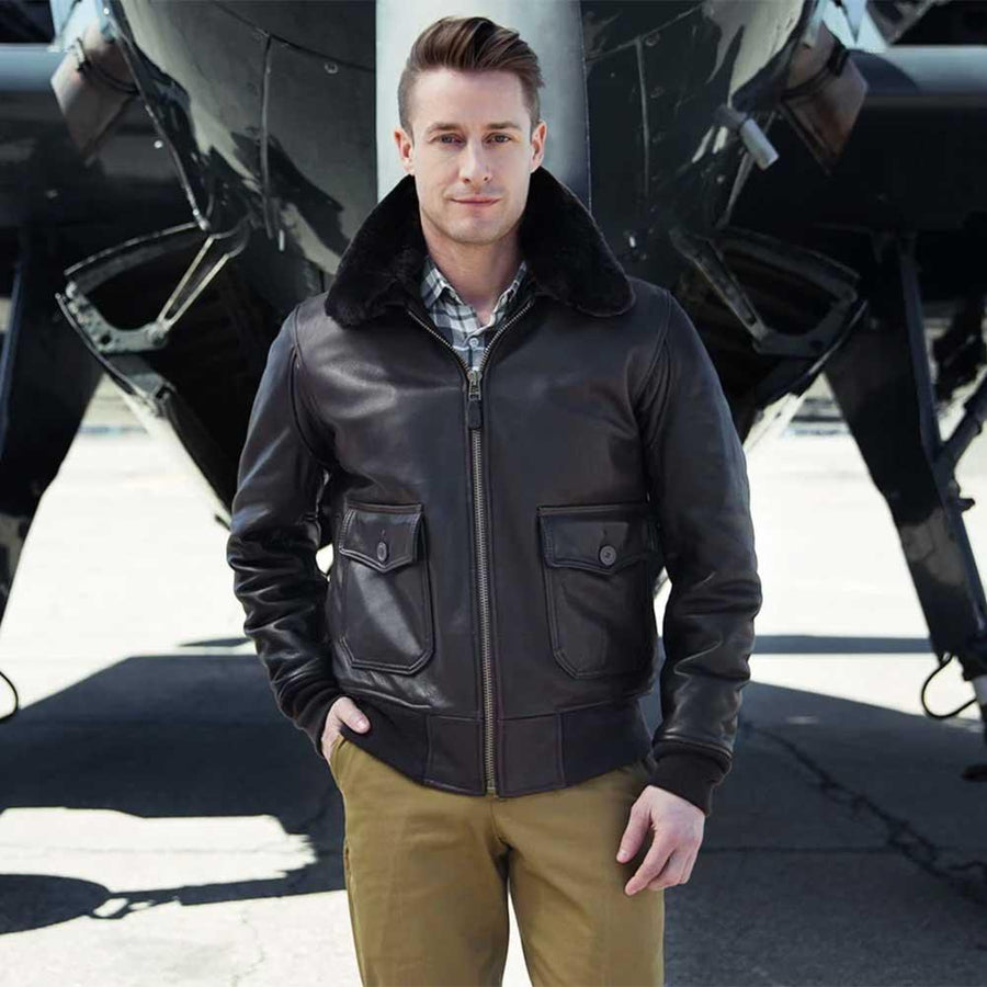 Cockpit USA Mens Calfskin G-1 Flight Jacket | Cockpit Bomber Jacket ...