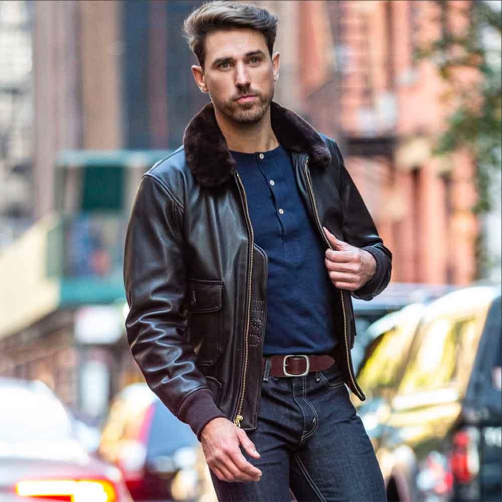 USN G1 Leather Flight Jacket | Men's Goatskin Leather Jacket ...