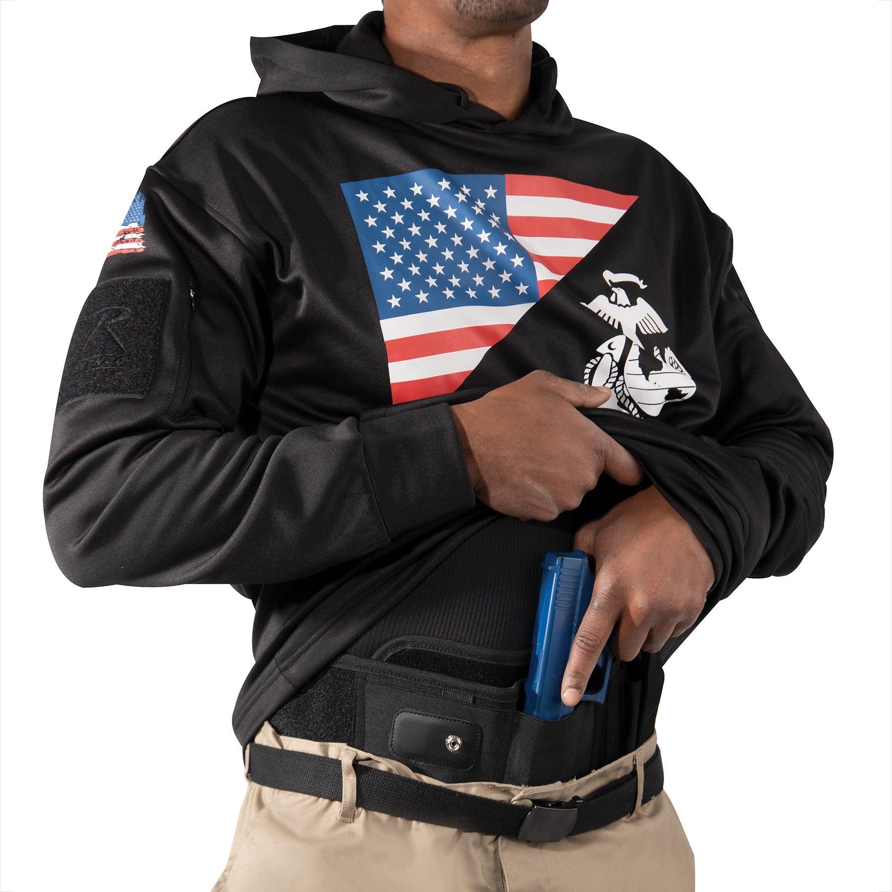 Concealed Carry Hoodie - US Flag / USMC Eagle, Globe, & Anchor (4 Colo ...